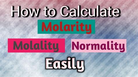 How To Solve The Problem Of Molarity And Molality Youtube