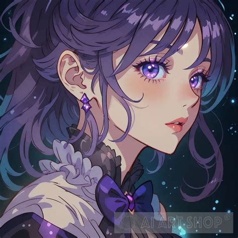 A Close Up Of A Cute Anime Girl With Purple Eyes