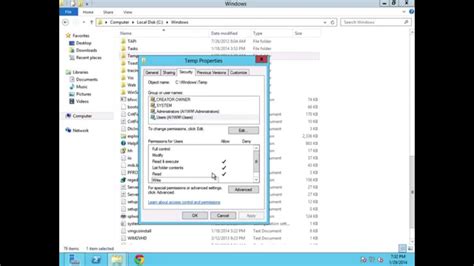 How To Set Readwrite Permissions Of Temp Folder On Windows Iis Youtube