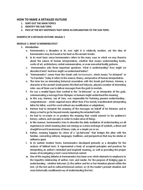 How To Make A Detailed Outline Pdf Hermeneutics Phenomenology Philosophy