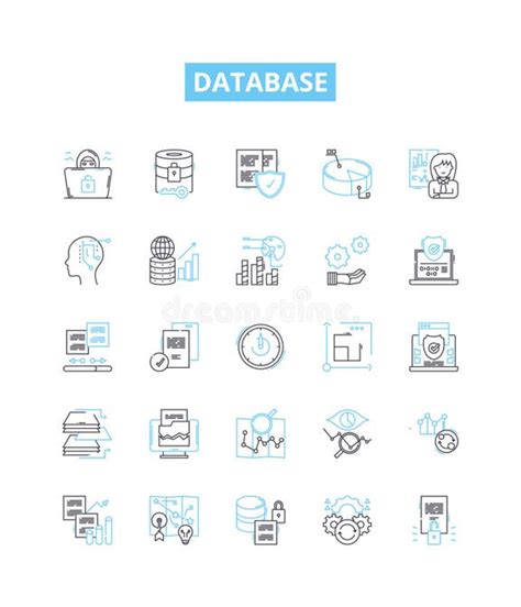 database vector line icons set database sql mysql oracle access mongodb postgresql