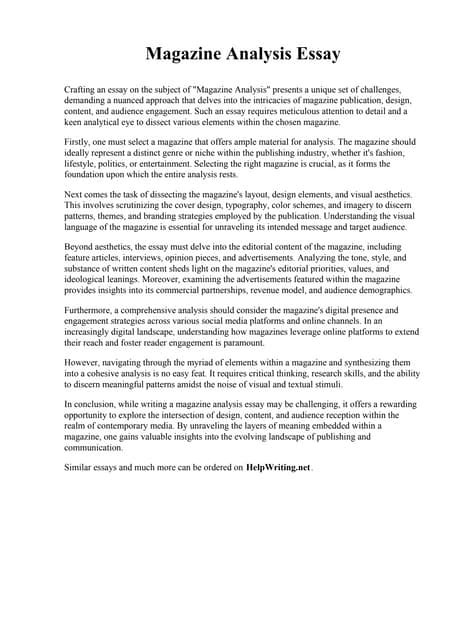 Magazine Analysis Essaypdf