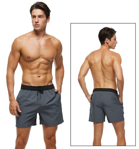 Tyhengta Mens Swim Trunks Quick Dry Beach Shorts With Zipper Pockets