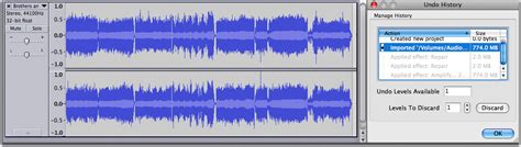 Undo Redo And History Audacity Manual