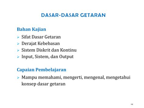 Dasar Dasar Getaran Sifat DOF Sistem Input Output