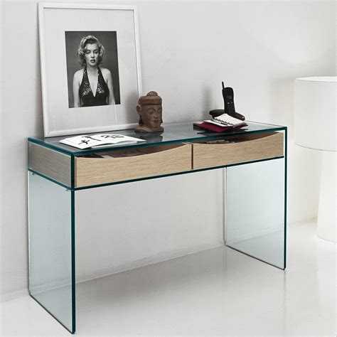 Gulliver Glass Console Table With Shelf Or Drawers By Tonelli Klarity