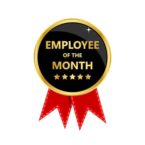 Employee Of The Month Badge Golden Label Premium Vector
