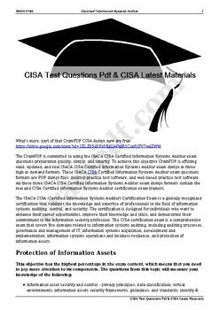 CISA Test Questions Pdf CISA Latest Materials By Haj Pop TPT
