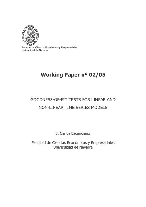 Pdf Goodness Of Fit Tests For Linear And Non Linear Time Series Models