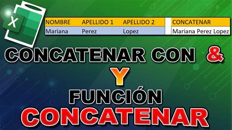 Concatenar Excel Usando El Símbolo y Usando La Función CONCATENAR YouTube