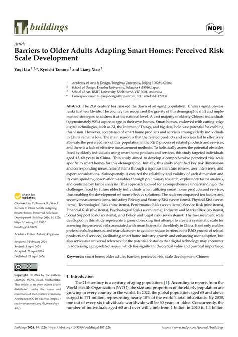 Pdf Barriers To Older Adults Adapting Smart Homes Perceived Risk Scale Development