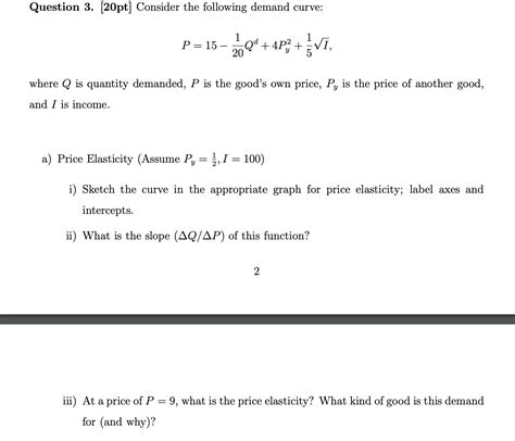 Solved Question Pt Consider The Following Demand Chegg Com