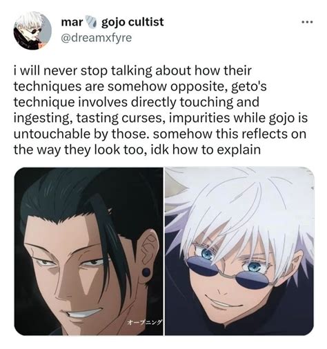Gojo Looks Almost Angelic And Godly While Geto Looks Earthly And