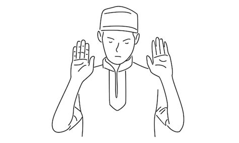 Premium Vector Line Art Of Muslim Men Praying Vector Illustration