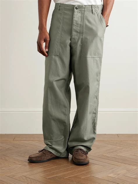 Kaptain Sunshine Baker Straight Leg Cotton Trousers Green Kaptain