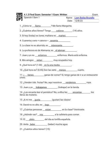 413 Final Exam Semester 1 Exam Written Exam 1 Pdf