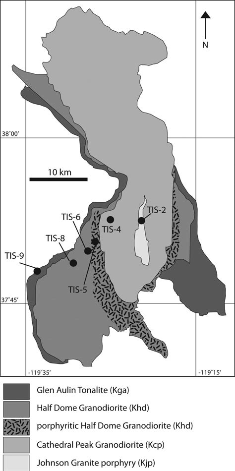 Modified Geological Map Of The Tis With Sample Locations Geological Map