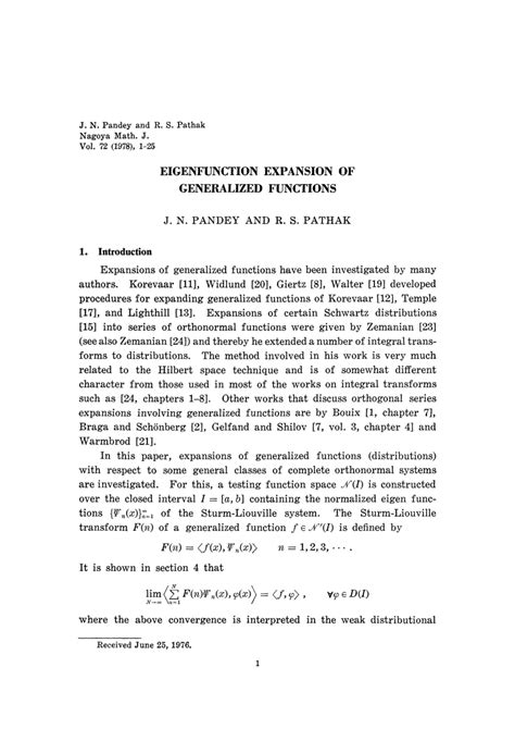 Pdf Eigenfunction Expansion Of Generalized Functions