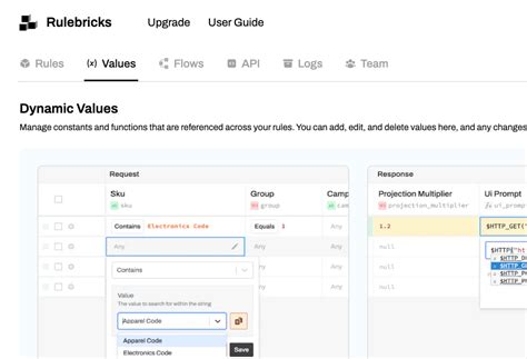 Dynamic Values And Functions User Guide Rulebricks