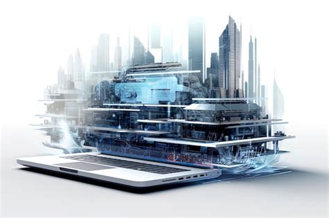 Premium Photo Generative Ai Illustration Of Futuristic Architecture Digital Connection Cloud