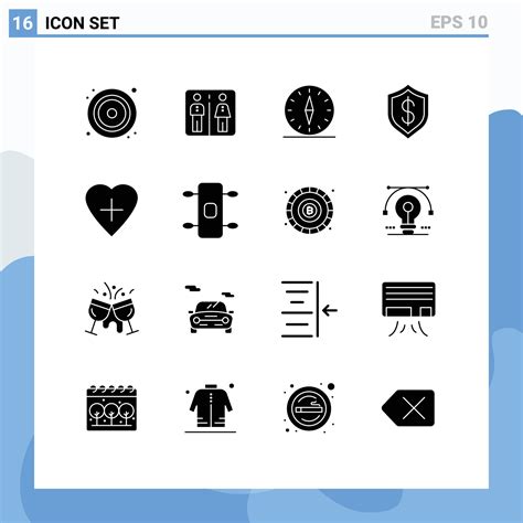 Set Of 16 Modern Ui Icons Symbols Signs For Technology Cyber Gps Cashless Travel Editable Vector