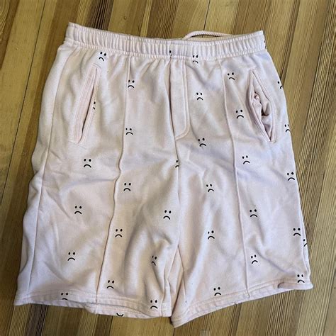 Lazy Oaf Pink And Black Sad Face Unisex Depop