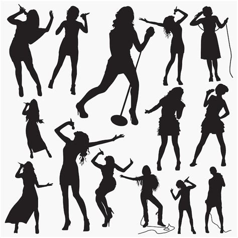 Premium Vector Woman Pop Singer Silhouettes