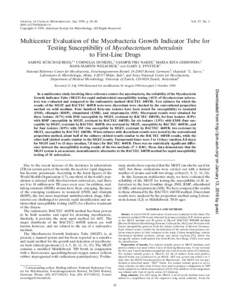 Pdf Mycolic Acid Index Susceptibility Method For Mycobacterium Tuberculosis Martha Guerrero
