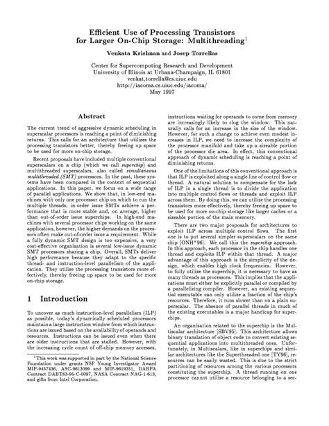 Pdf Efficient Use Of Processing Transistors For Larger On Chip Storage Multithreading