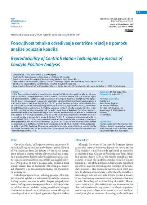 Pdf Reproducibility Of Centric Relation Techniques By Means Of Condyle Position Analysis
