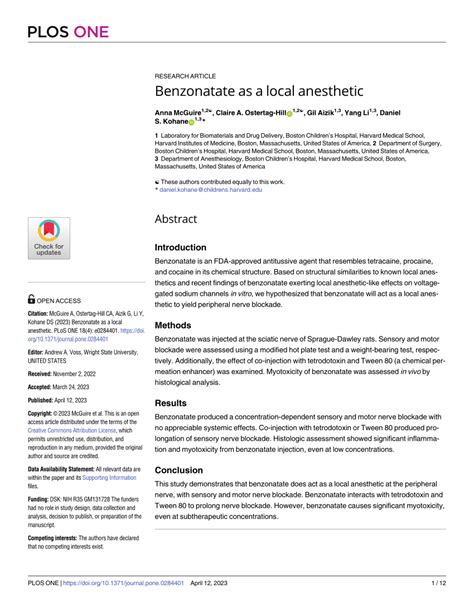 Pdf Benzonatate As A Local Anesthetic