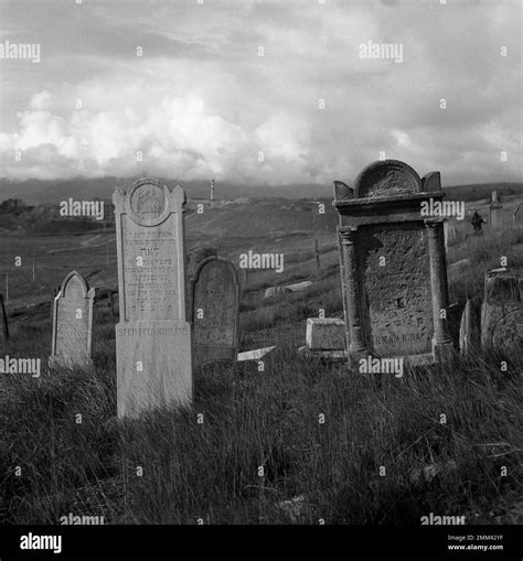 remains of a jewish cemetery at jelšava slovakia focus on old tombstones magnezite mining