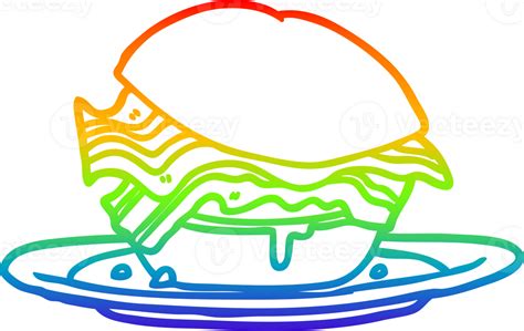 Dibujo De La Línea De Gradiente Del Arco Iris Sándwich De Desayuno De