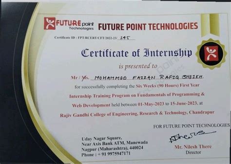 Faizan Sheikh On Linkedin 1 Internship Done