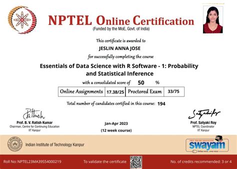 Jeslin Anna Jose On Linkedin Successfully Completed Nptel Online