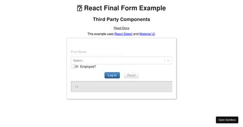 🏁 React Final Form Third Party Components Example Codesandbox
