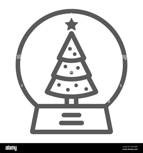 Snow Globe Line Icon Christmas And New Year Glass Sphere Sign Vector Graphics A Linear