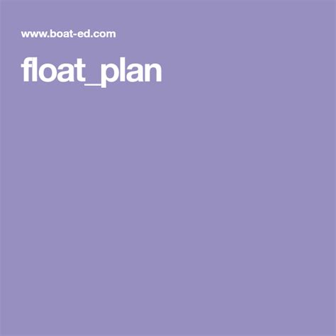 Float Plan Template