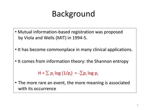 Ppt Mutual Information Based Registration Of Medical Images