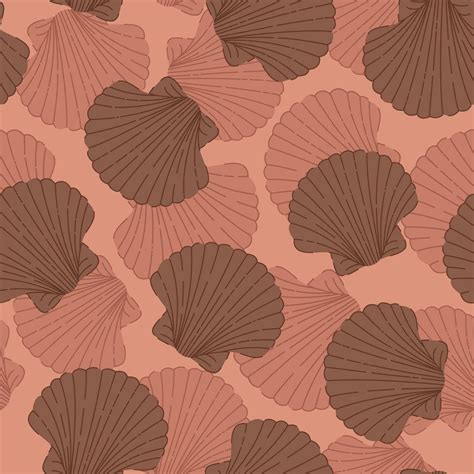 Hand Drawn Scallop Shell Seamless Pattern In Vintage Retro Style