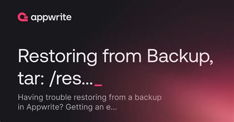 Restoring From Backup Tar Restorebuildstar Cannot Open No Such File Or Directorytar