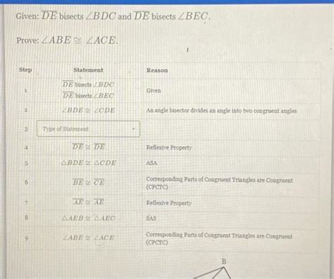 Solved Fill In The Missing Statement And Reason Of The Proof