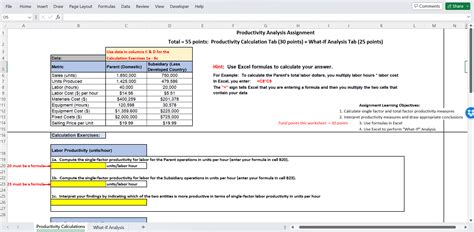 Ts Productivity Calculation Tab 30 Points