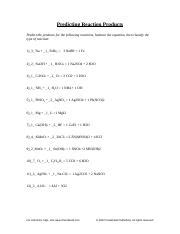 Predicting The Products Of A Reaction Worksheet Doc Predicting Worksheets Library