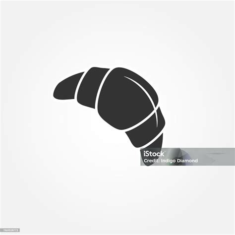 크로와상 아이콘입니다 플랫 푸드 아이콘 디자인입니다 흑백 벡터 일러스트레이션 검은색에 대한 스톡 벡터 아트 및 기타 이미지