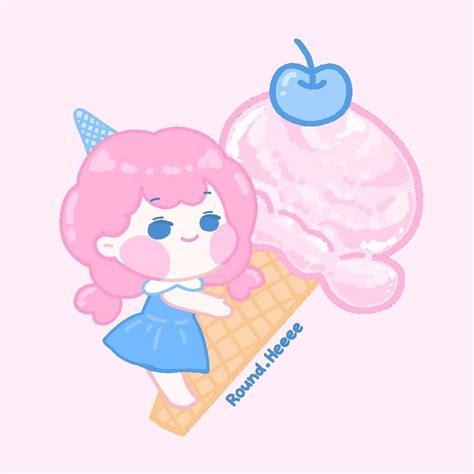 Love It 귀여운 캐릭터 아이스크림 캐릭터 일러스트