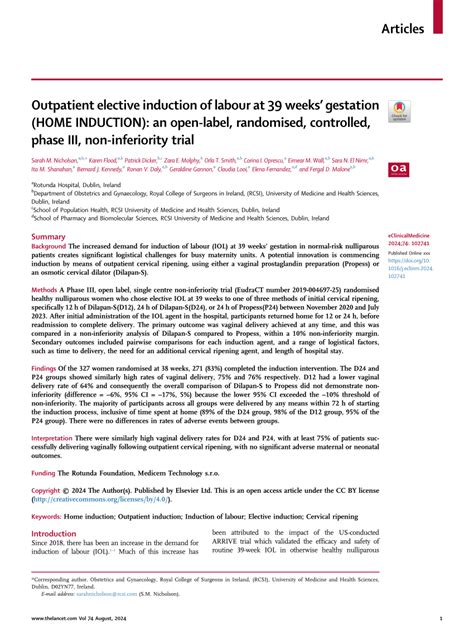 Pdf Outpatient Elective Induction Of Labour At 39 Weeks Gestation Home Induction An Open