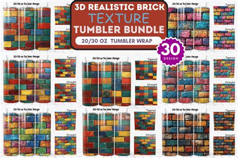 3d Realistic Brick Texture Tumbler Wrap Graphic By Regulrcrative