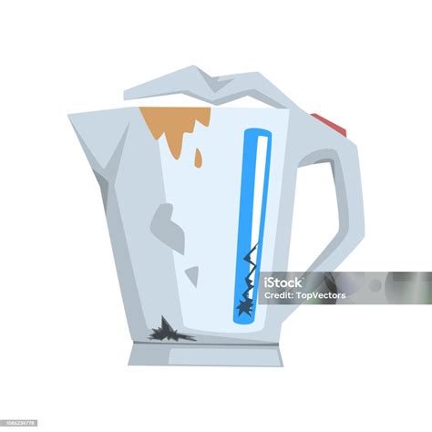 깨진된 주전자 손상 흰색 배경에 가전 만화 벡터 일러스트 레이 션 가정 생활에 대한 스톡 벡터 아트 및 기타 이미지 가정 생활 가정 주방 가정의 방 Istock