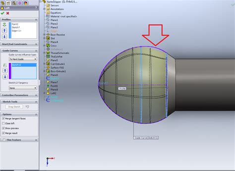 I Have This Problem Everytime I Use The Loft With Guide Curves The Loft Only Sticks To One